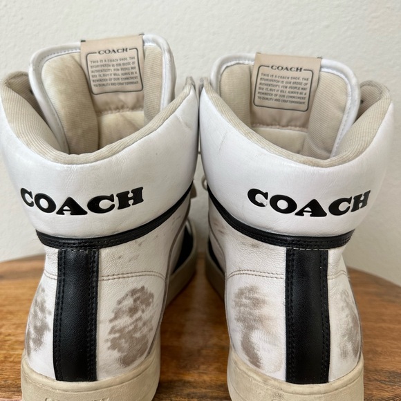Coach | Shoes | Brand New Coach Distressed Leather High Top Sneakers ...